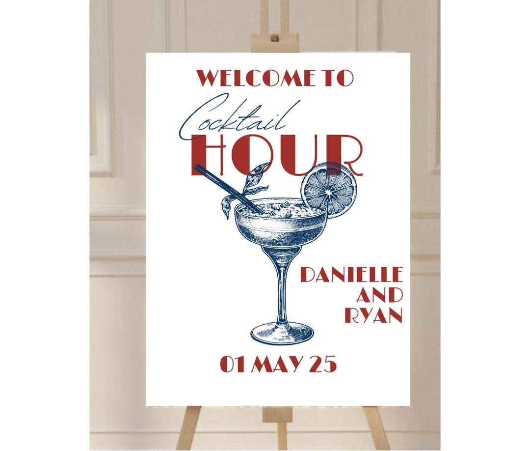 Cocktail Hour Sign Editable Cocktail Sign Template Cocktail Bar ...