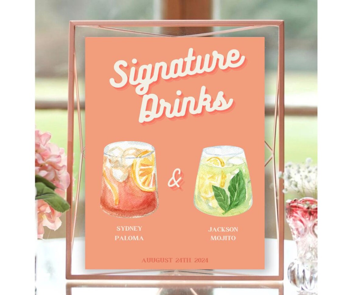 Signature Drink Sign, Printable Signature Cocktail Sign, Wedding Drink ...