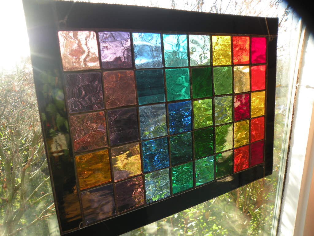Colorful Stained Glass Panel with rainbow of colors black | Etsy
