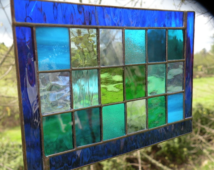 Stained Glass Window Stained Glass Panel Blue Green Teal Glass ...