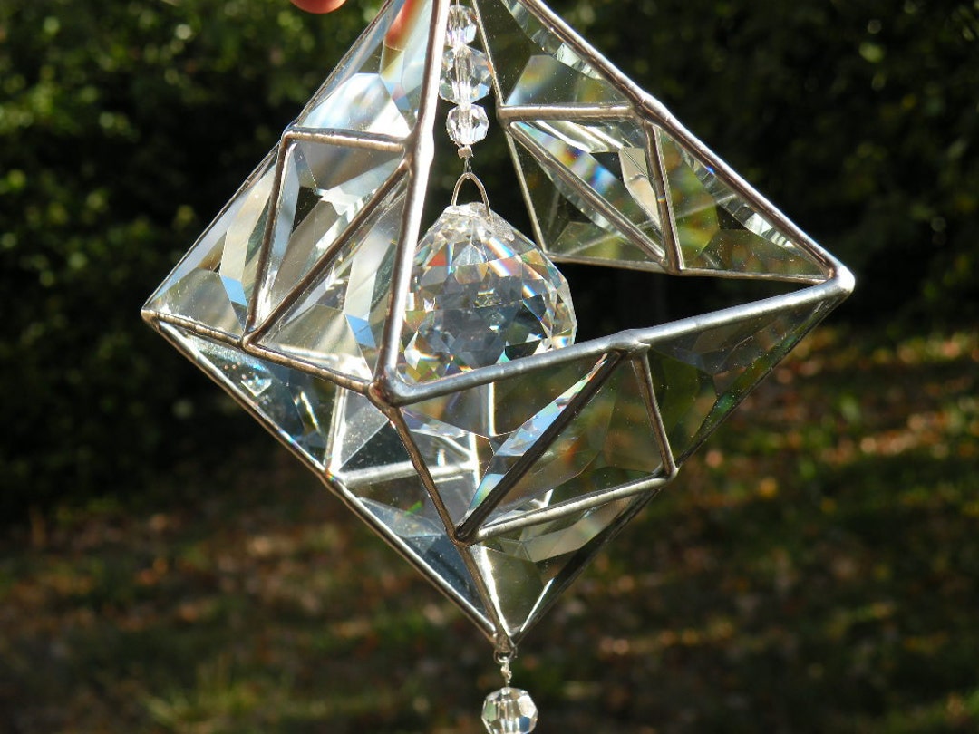 Clear Geometric Beveled Glass Sun Catcher Stained Glass - Etsy