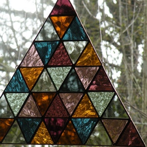 Stained Glass Window Hanging Stained Glass Panel Geometric Art Triangle ...