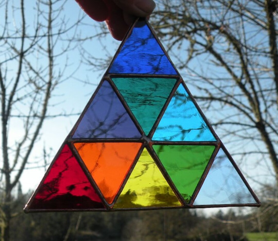 Stained Glass Rainbow Triangle of Triangles Stained Glass Window ...