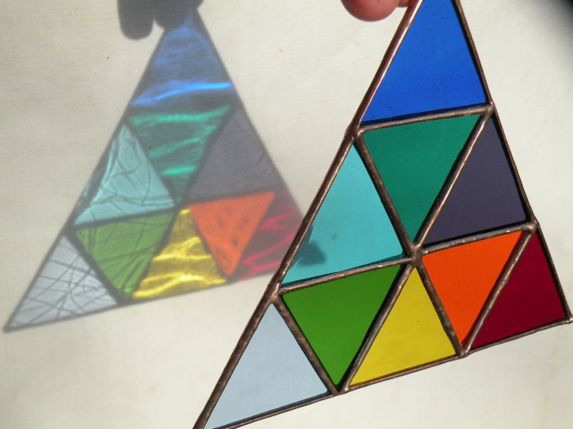 Stained Glass Rainbow triangle of triangles Stained Glass | Etsy
