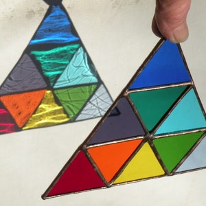 Stained Glass Rainbow Triangle of Triangles Stained Glass Window ...