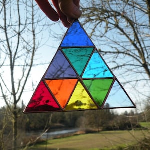 Stained Glass Rainbow Triangle of Triangles Stained Glass Window ...