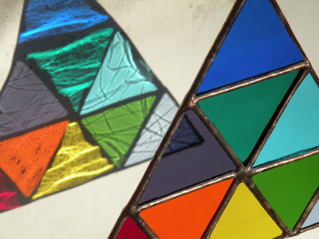 Stained Glass Rainbow Triangle of Triangles Stained Glass - Etsy