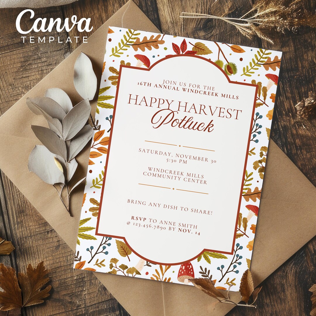 Autumn Harvest Party Invitation Template 5x7, Mobile, and 8.5x11 Flyer ...