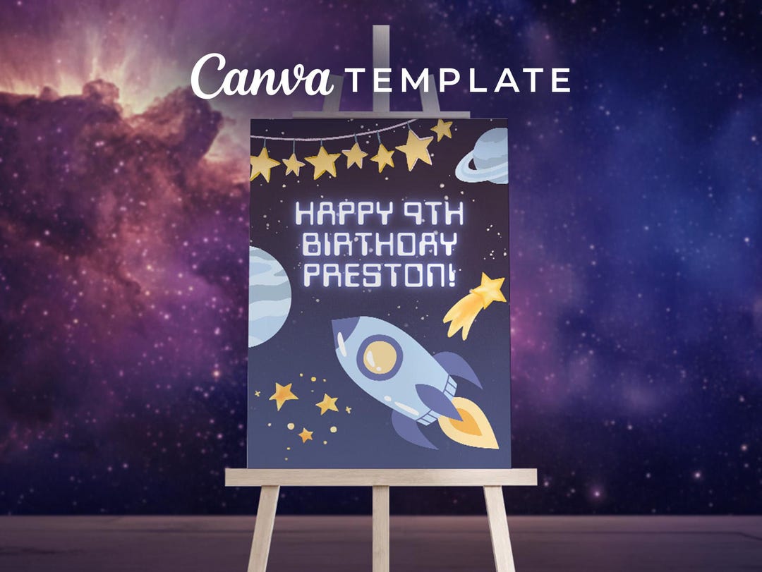SIGN – Outer Space Birthday Party Event Sign Template for Kids ...