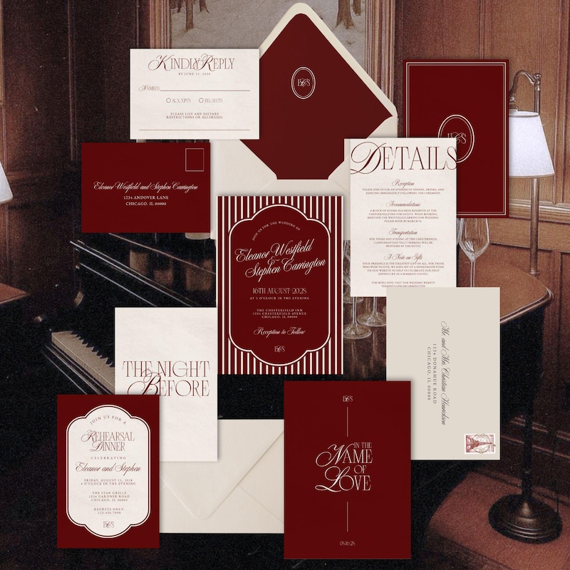 Wedding Invites Bordeaux - Etsy