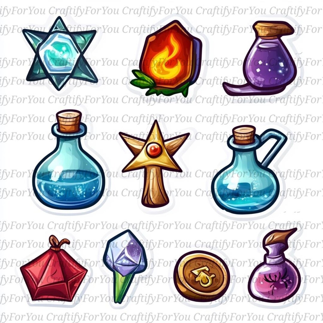 Fantasy Magical Objects 100 Stickers PNG Stickers Fantasy Dowload ...