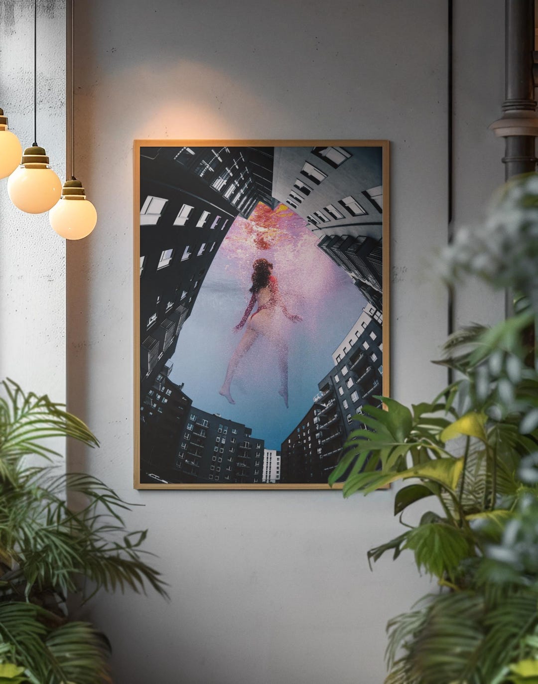 Surreal Woman Collage, Strong Woman - Dreamy Swimmer in Urban Sky ...