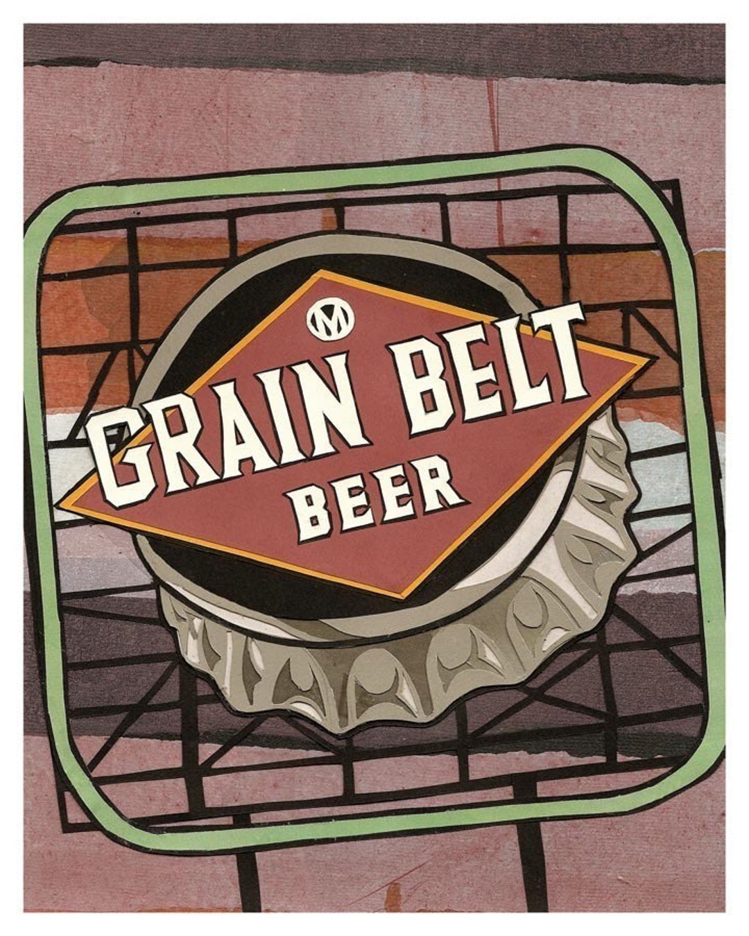 Grain Belt Beer Sign Print - Minneapolis Cut Paper Artwork - Etsy