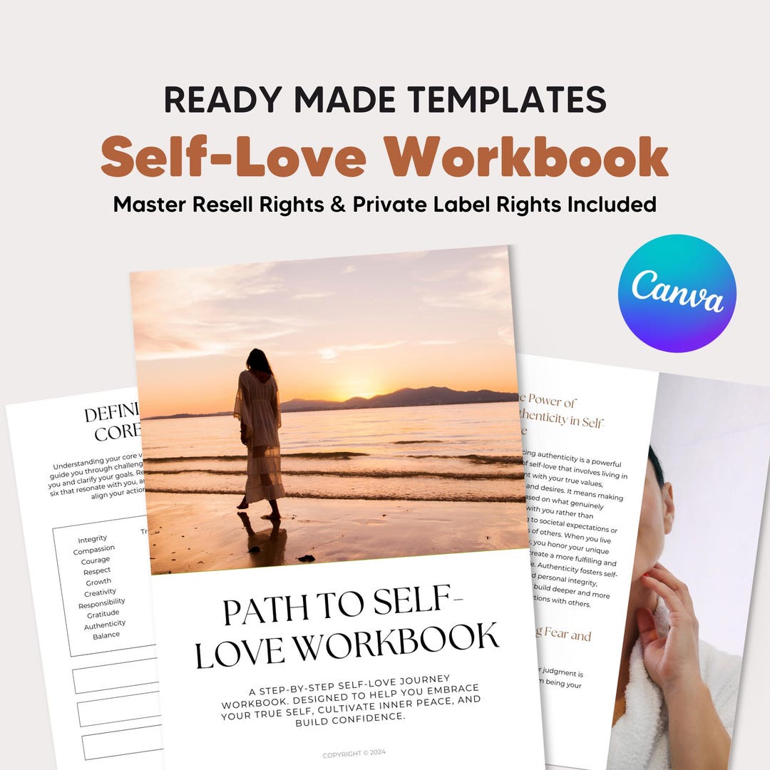Self-love Workbook Digital Download | Editable PLR Canva Template ...