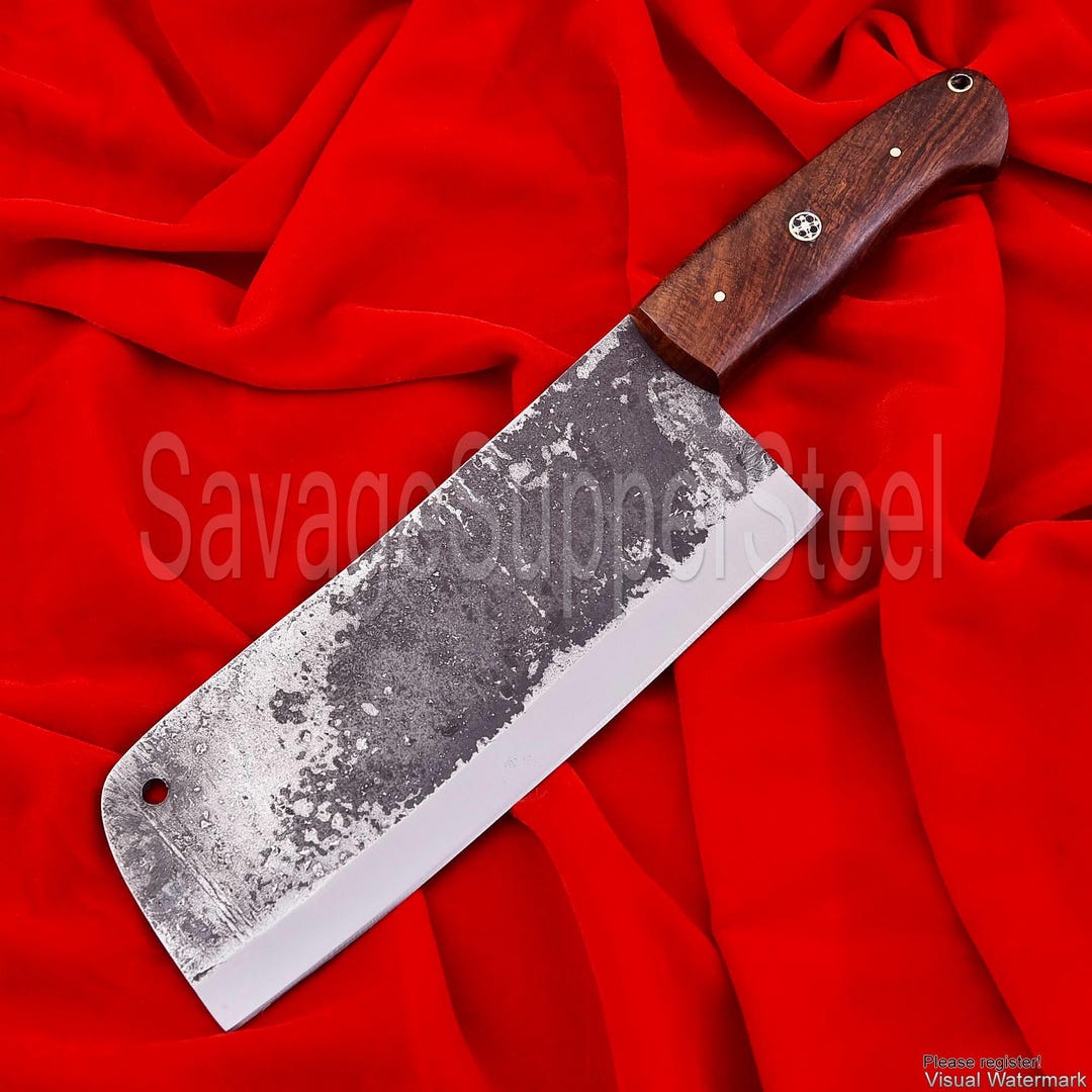 Cleaver Knife Custom Hand Forged Handmade Cleaver Kitchen Knife Gift ...