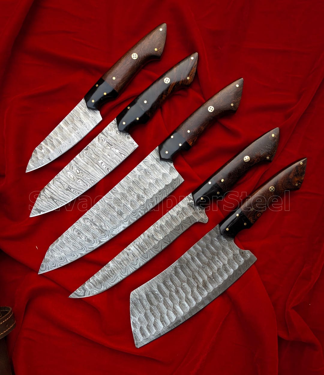 Handmade Damascus Steel Chef Knives Set Kitchen Cooking Knives Set ...