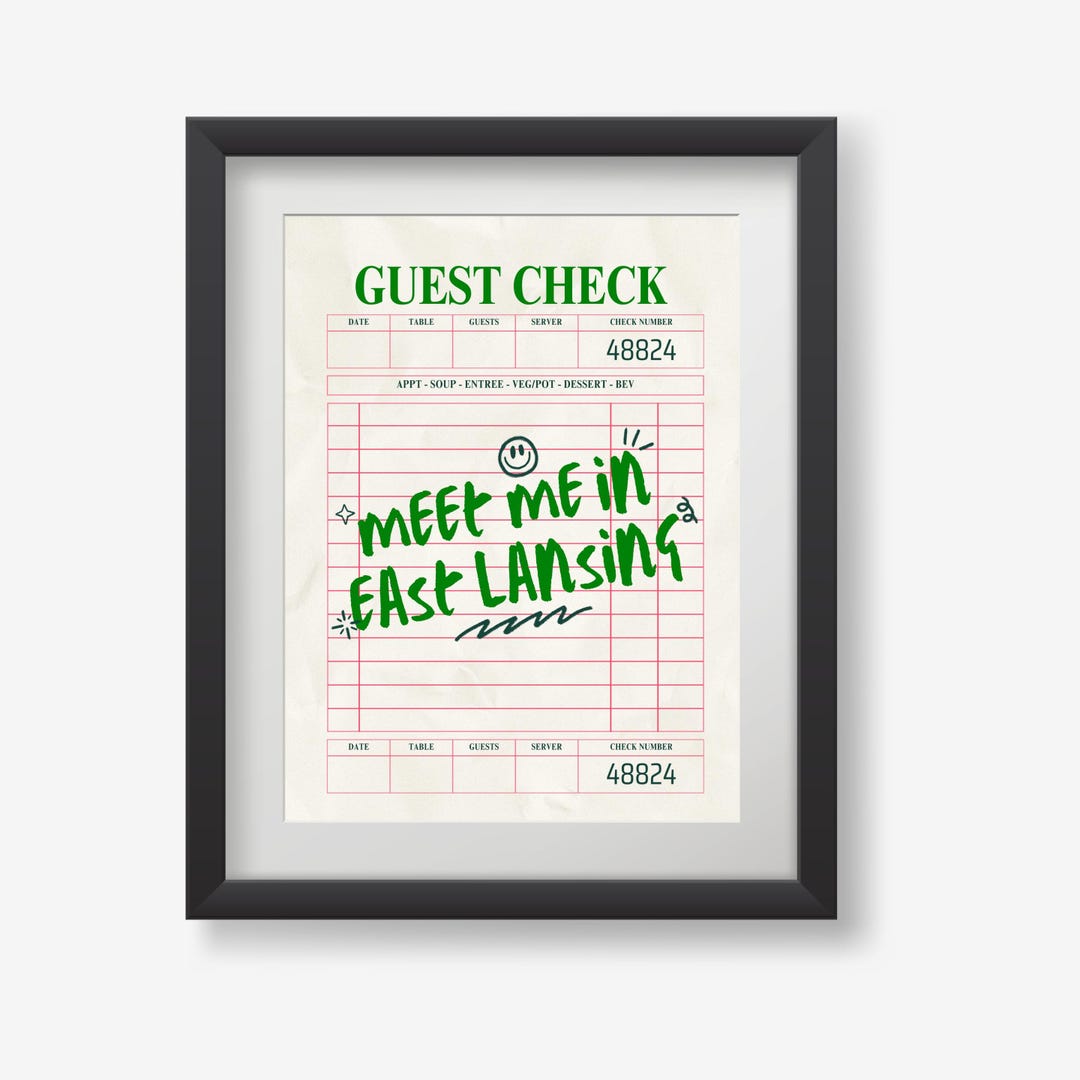 Michigan State University Wall Art Guest Check Dorm Decor Meet Me in ...