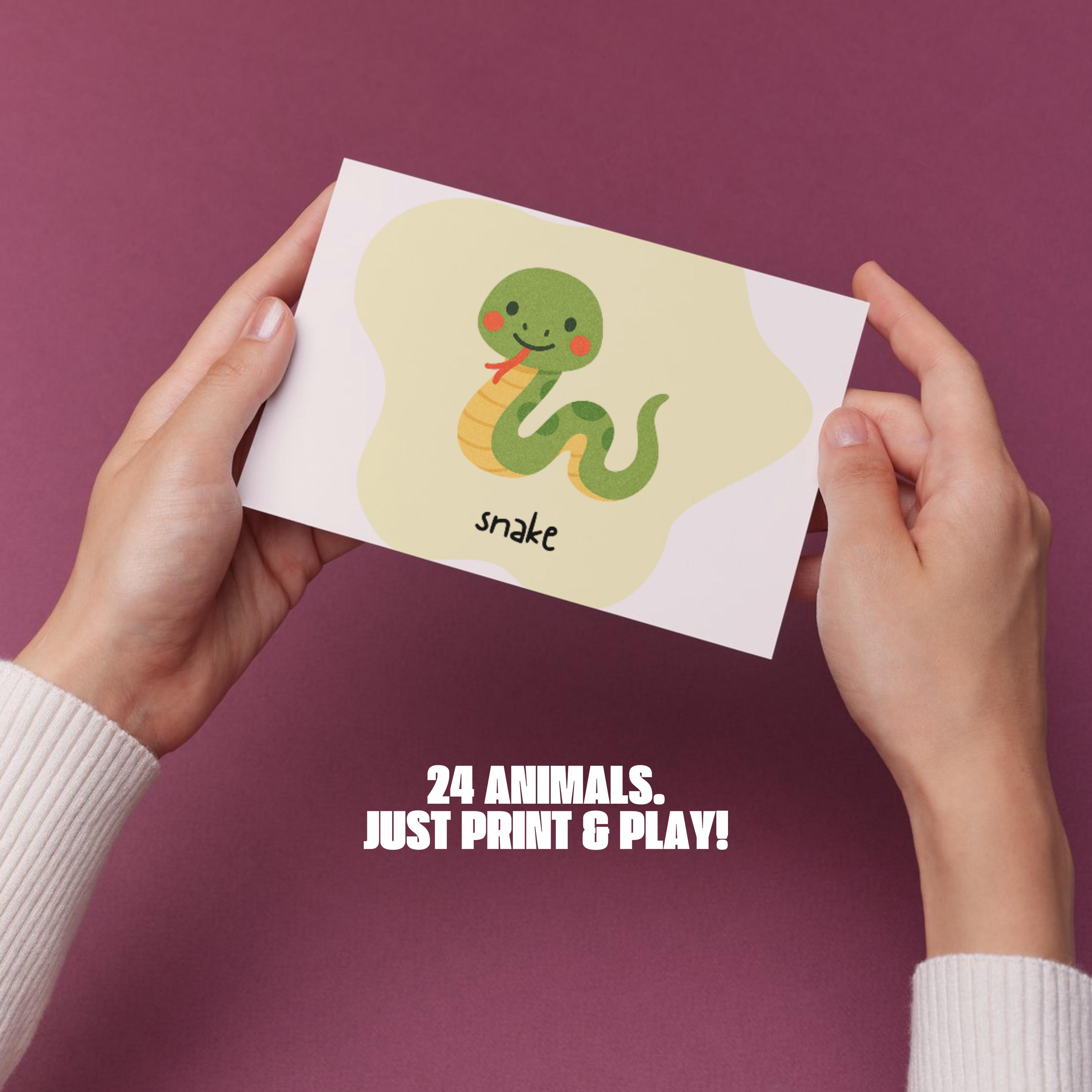 24 Printable Animal Flashcards for Kids – A5 English Learning Cards ...