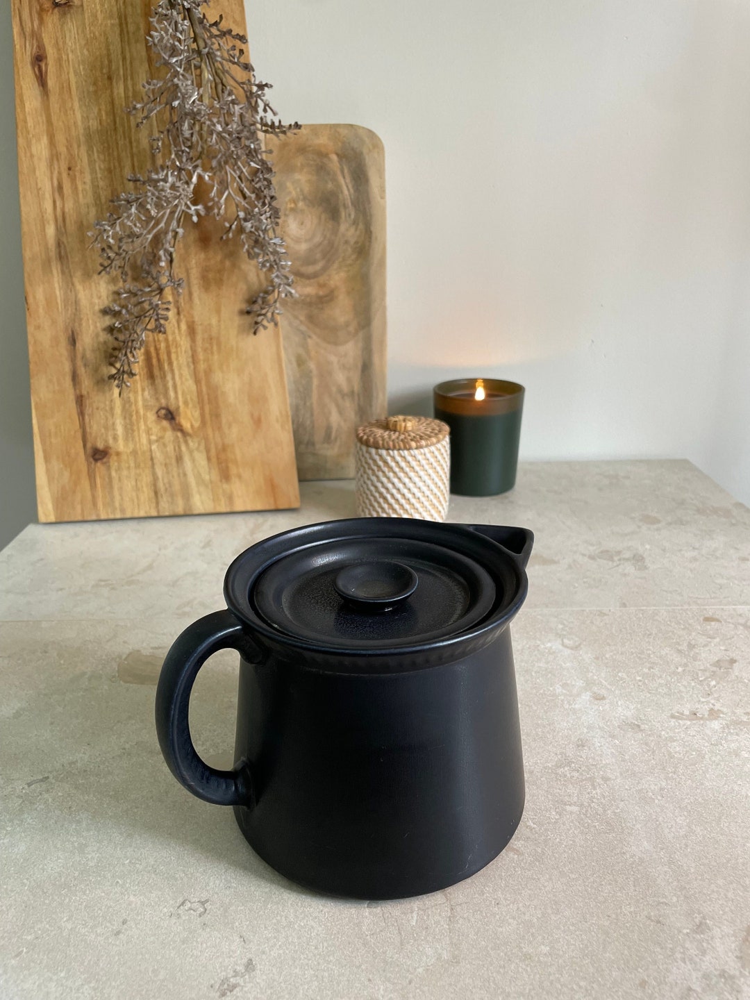 Vintage Scandinavian Tea Pot, Coffee Pot Lid, Black Minimalist Design ...