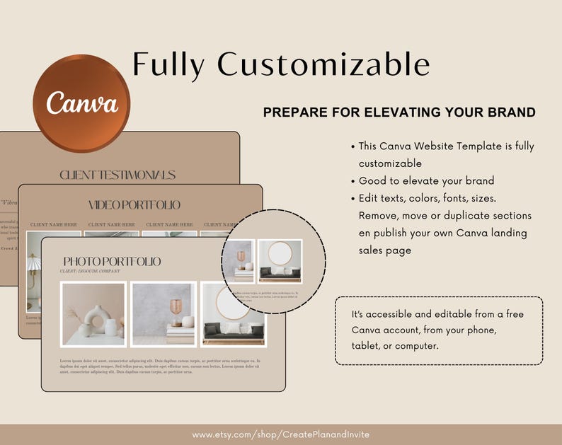Website Template, Canva Website, One Page Website, Canva Landing Page ...