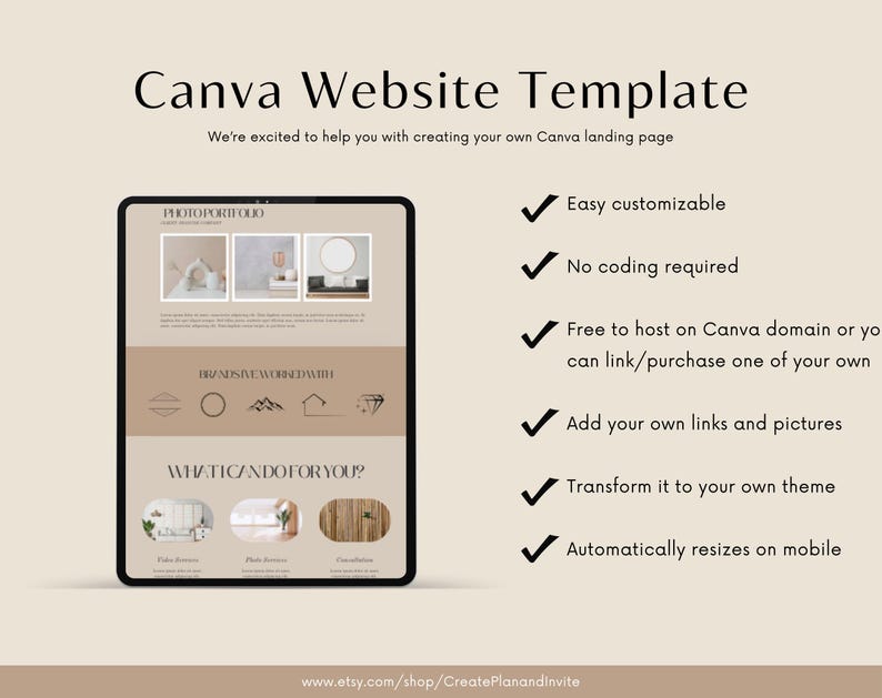 Website Template, Canva Website, One Page Website, Canva Landing Page ...