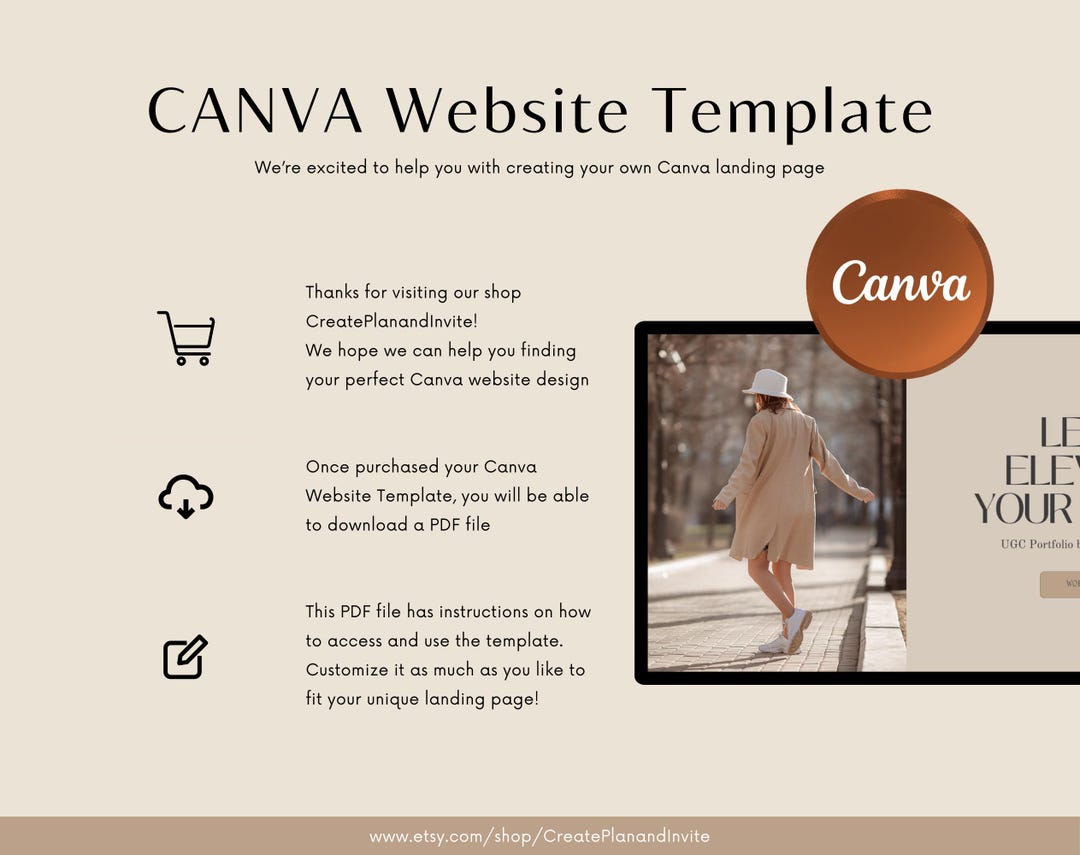 Website Template, Canva Website, One Page Website, Canva Landing Page ...