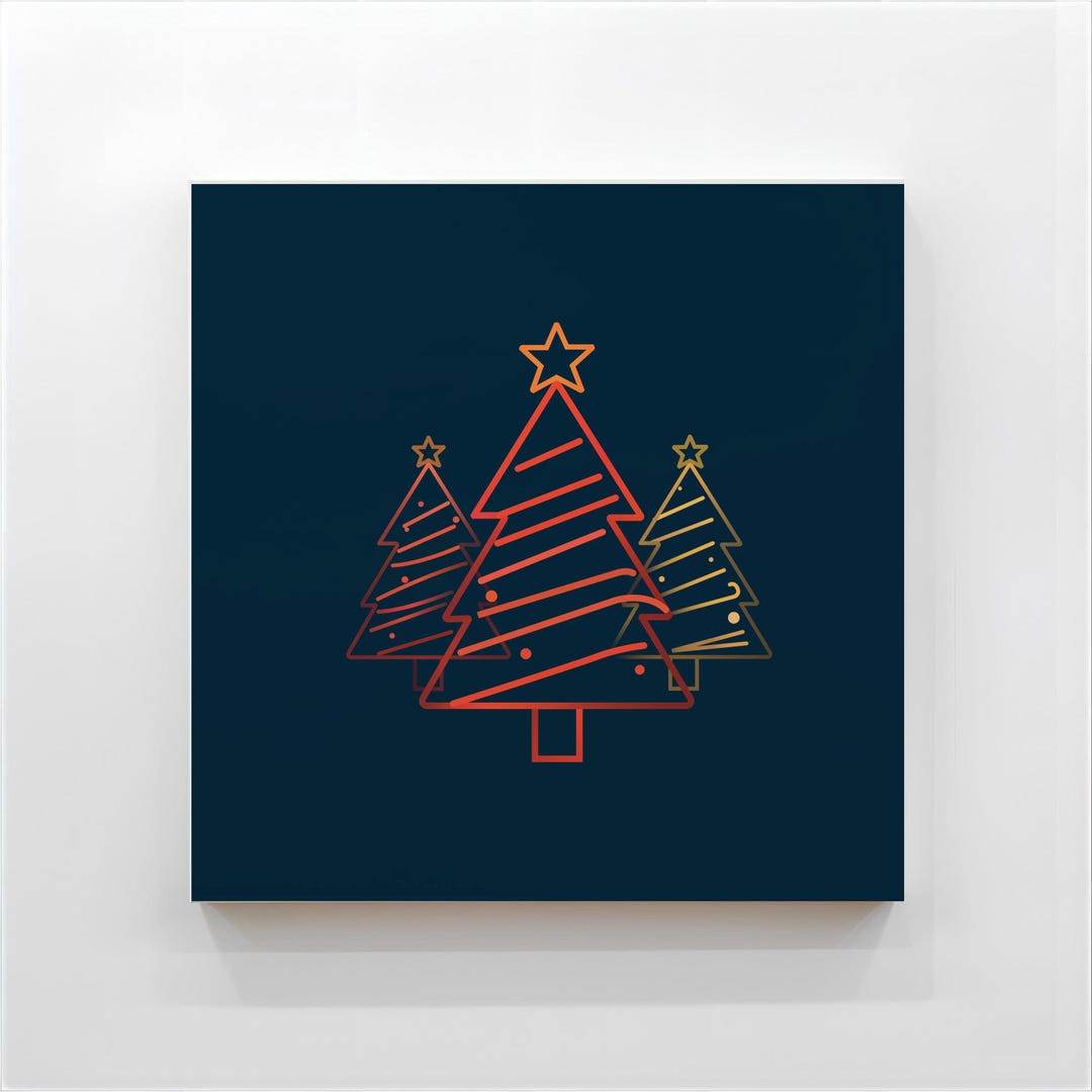Minimalist Christmas Tree Wall Art Modern Holiday Print Xmas Digital ...