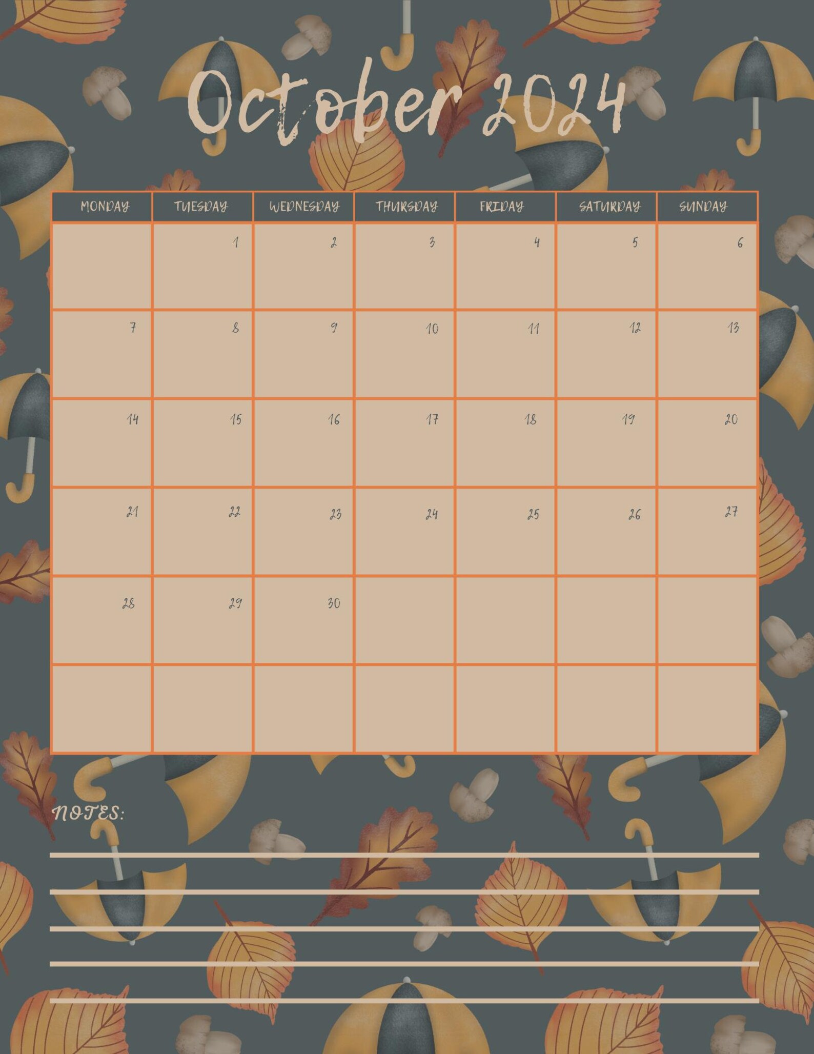 October 2024 Printable Calendar Minimalist Monthly Planner - Etsy