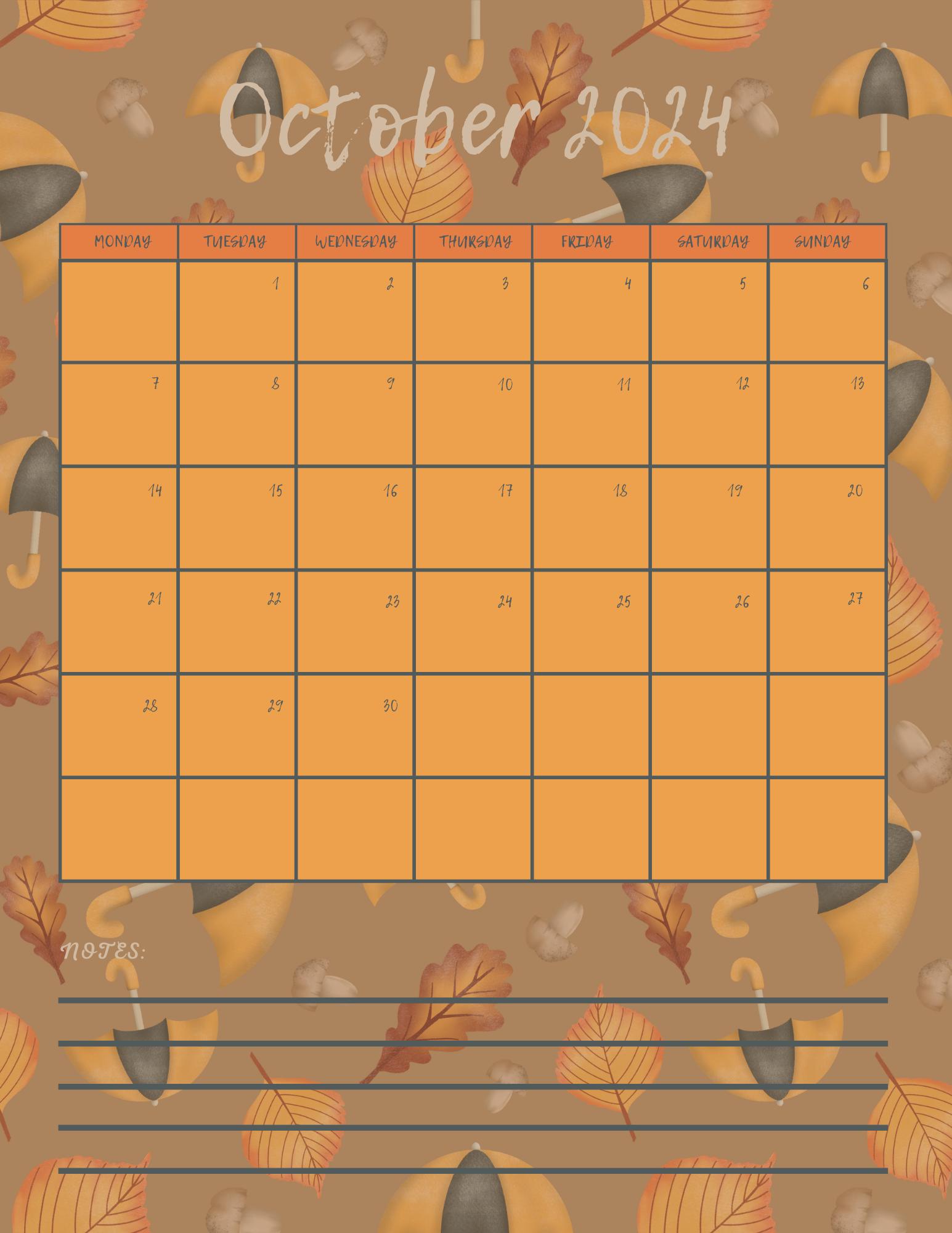 October 2024 Printable Calendar Minimalist Monthly Planner - Etsy