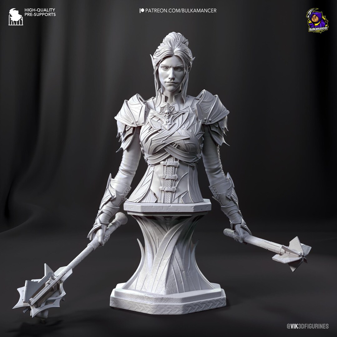 DARK ELF PALADIN Bust von [Bulkamancer Sculpts] | 158mm Figur | 16K 3D ...
