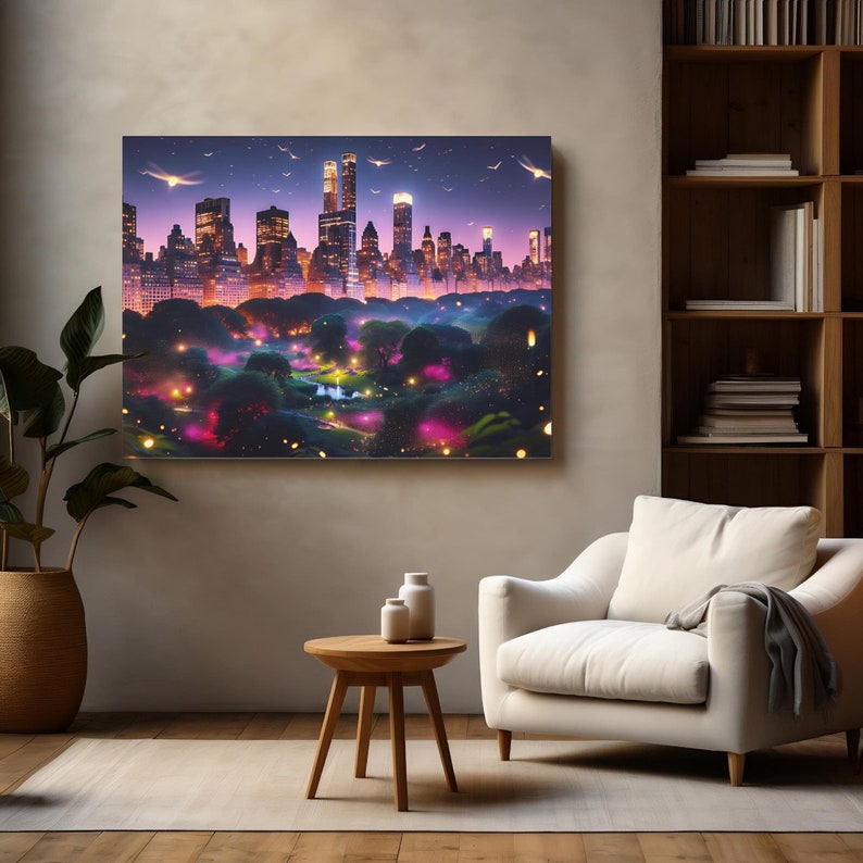 Firefly Fantasy Art Urban Cityscape Wall Art - Central Park - Modern ...