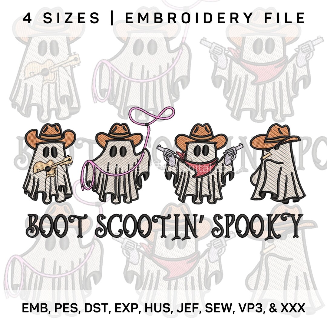 Cute Cowboy Ghosts Halloween Embroidery File - EMB-0000056 - Etsy