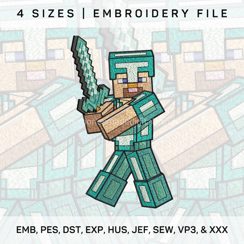 Minecraft embroidery design - Etsy
