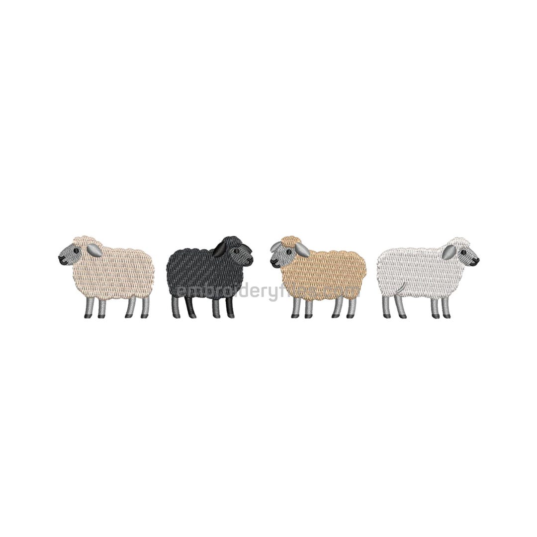 Sheep Embroidery Design Set of 4 Cute Sheep Farm Animal Machine ...