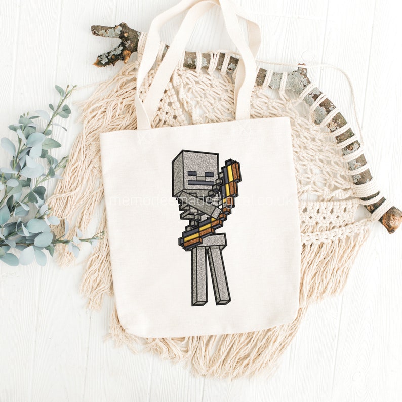 Gamer Skeleton Embroidery File Pixel Art Pattern, Video Game Character ...