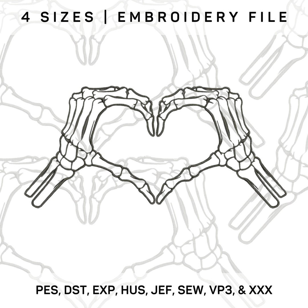 Heart Shaped Love Bones Halloween Embroidery File - EMB-0000019 - Etsy