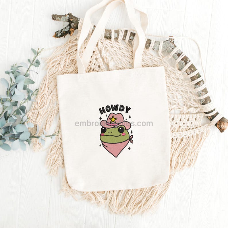Sheriff Frog Embroidery Design Saying Howdy Cute Cowboy Animal Machine ...