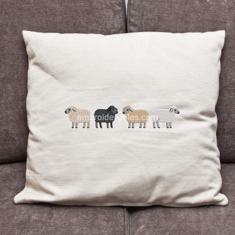Sheep Embroidery Design Set of 4 Cute Sheep Farm Animal Machine ...