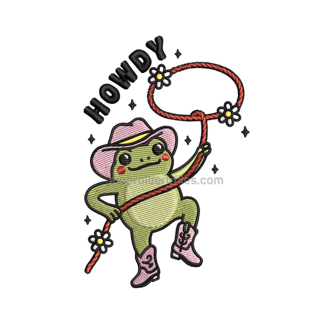 Howdy Frog Embroidery Design Cowboy Frog With Lasso Cute Western ...