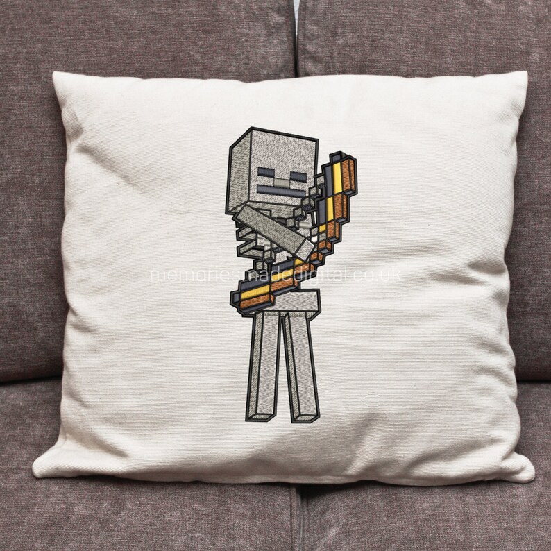 Gamer Skeleton Embroidery File Pixel Art Pattern, Video Game Character ...