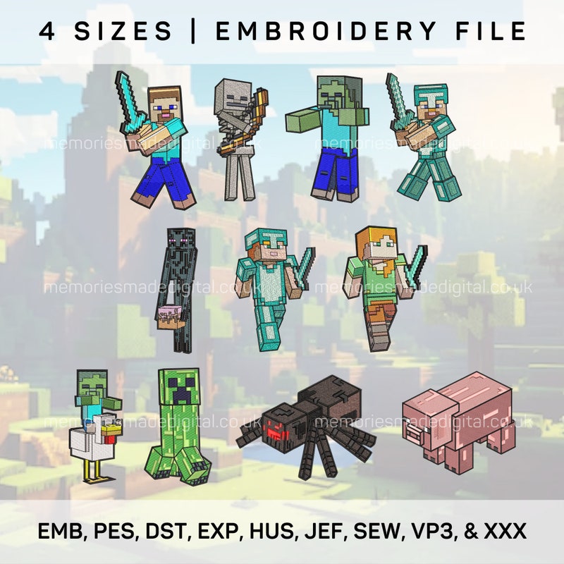 Minecraft embroidery design - Etsy
