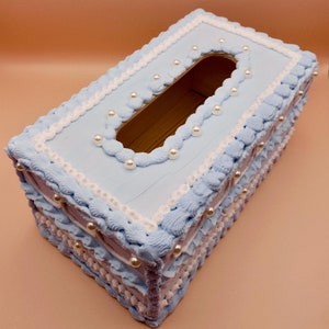 Cake Tissue Box/tissue Box/faux Cake/blue Frosting/box/home Decor/home ...