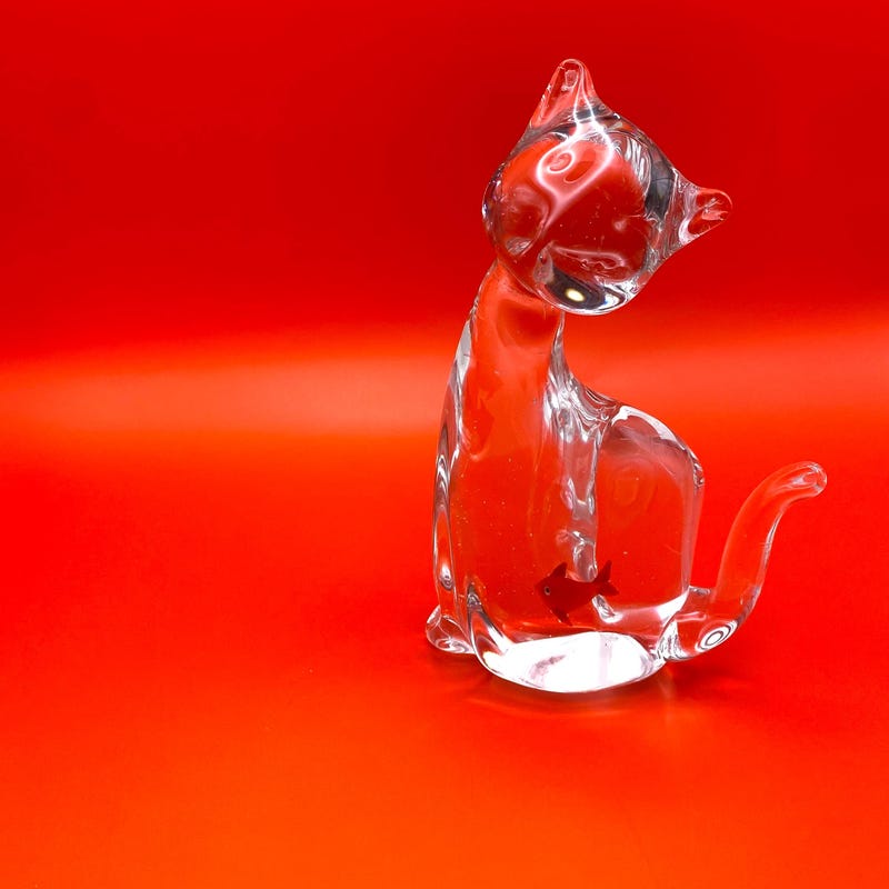 Glass Cat Figurine - Etsy