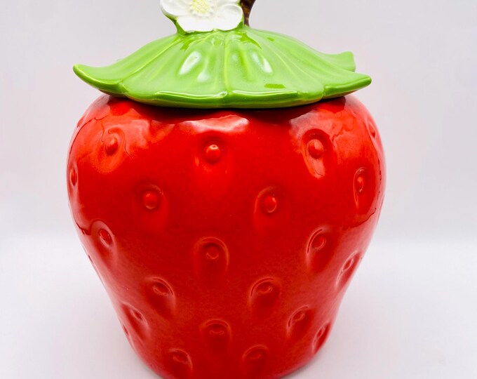 Rare Vintage Strawberry Cookie Jar/fun Ceramic Candy Jar/canister ...