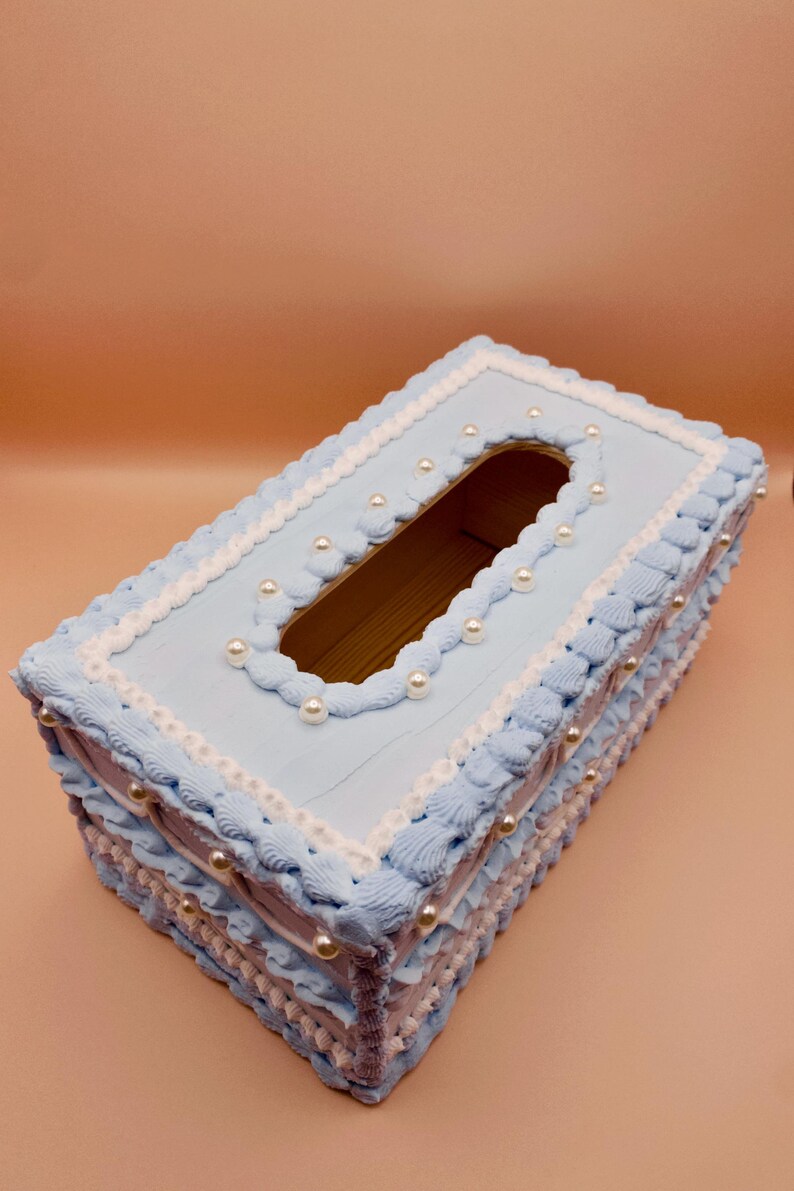 Cake Tissue Box/tissue Box/faux Cake/blue Frosting/box/home Decor/home ...