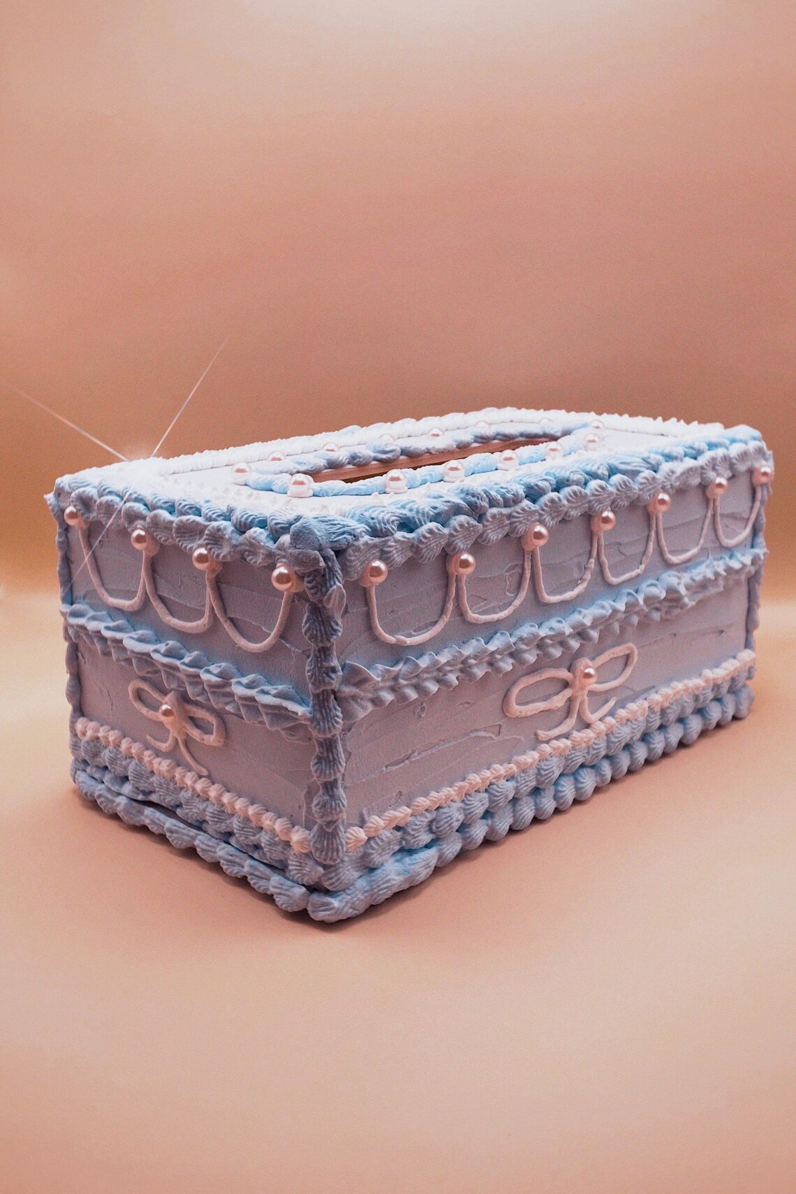 Cake Tissue Box/tissue Box/faux Cake/blue Frosting/box/home Decor/home ...