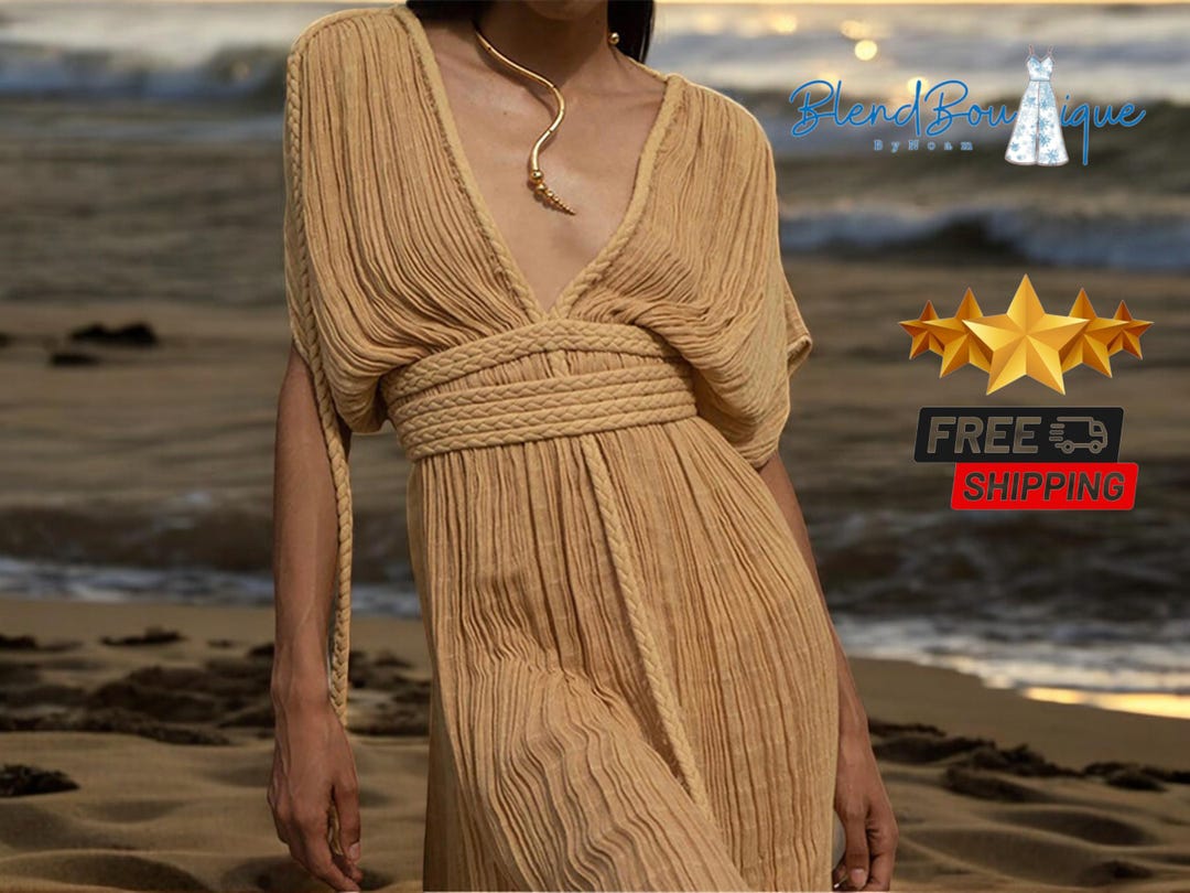 Solid Split Robe Dress Sexy Bandage Pleated Design Sleeveless High ...