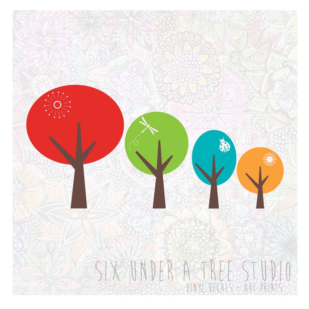 Four Trees Wall Vinyl Decals Art Graphics Stickers - Etsy