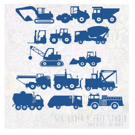 Construction Trucks Vol 1 and 2 Wall Vinyl Decals Art Graphics - Etsy