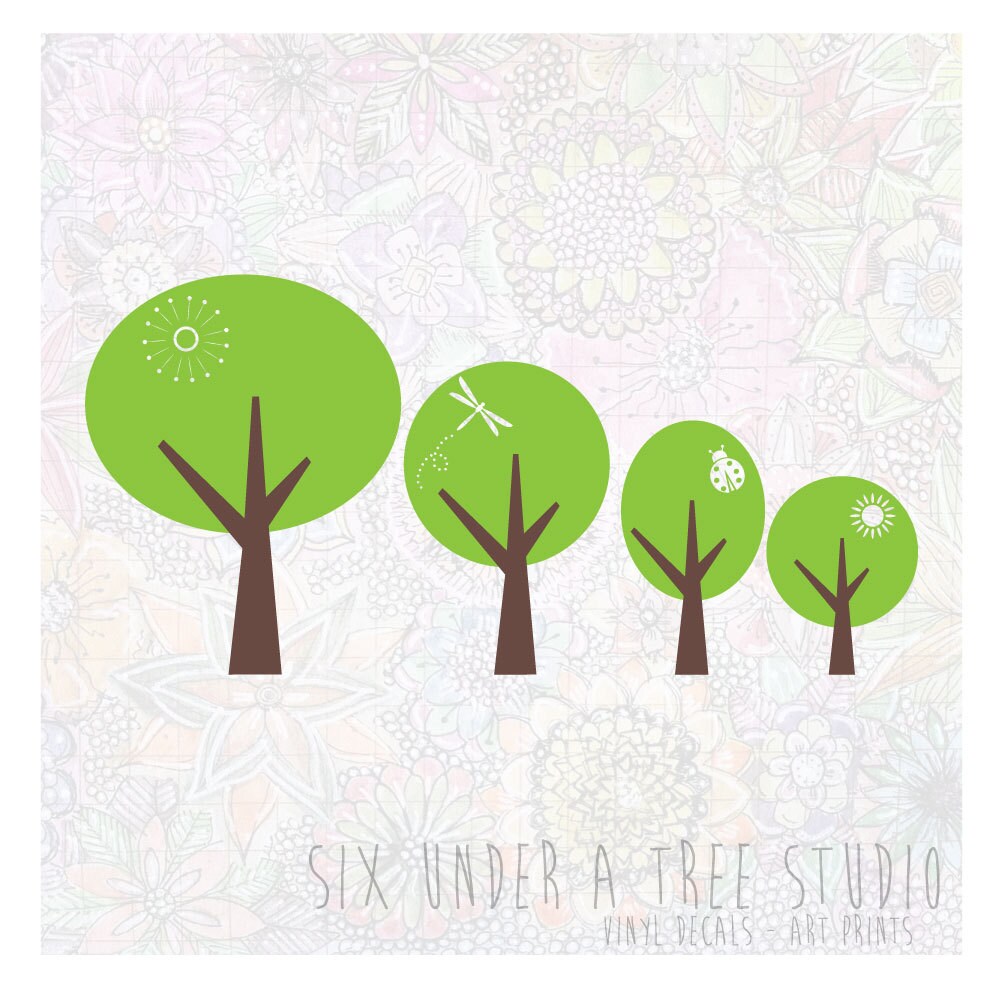 Four Trees Wall Vinyl Decals Art Graphics Stickers - Etsy